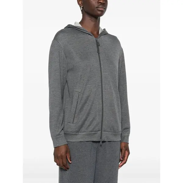 Brunello Cucinelli Zip-up Hooded Sweatshirt With Monili Chain Detail