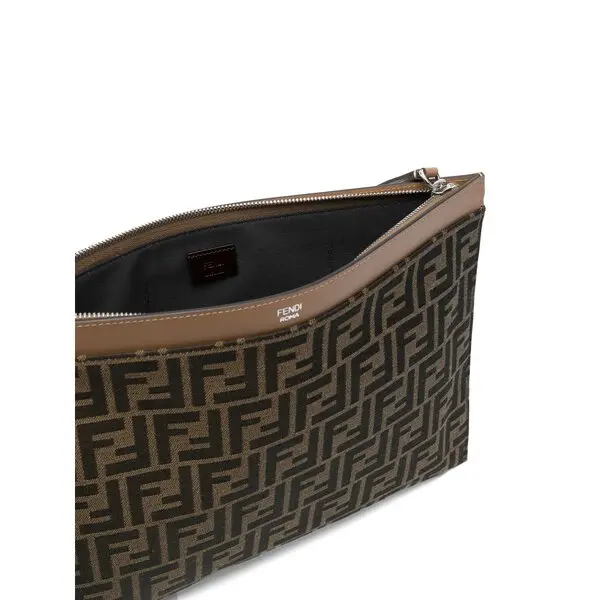 Fendi Calf Leather Monogram Clutch