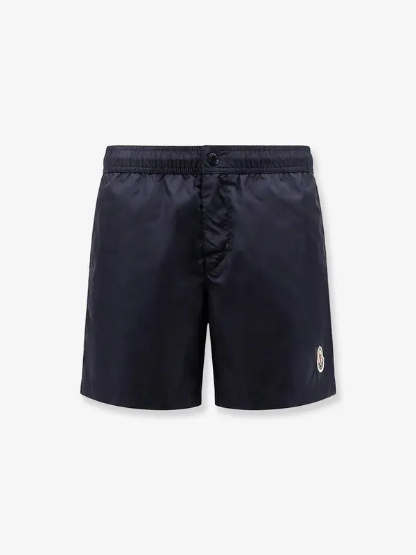 Moncler Nylon Swim Trunks With Logo Patch - Multicolor