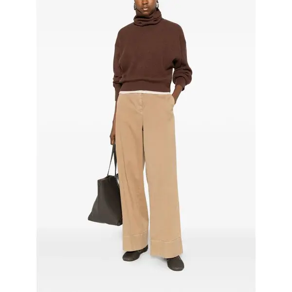 Brunello Cucinelli Ribbed Knit Roll Neck Long Sleeve Jumper - Brown