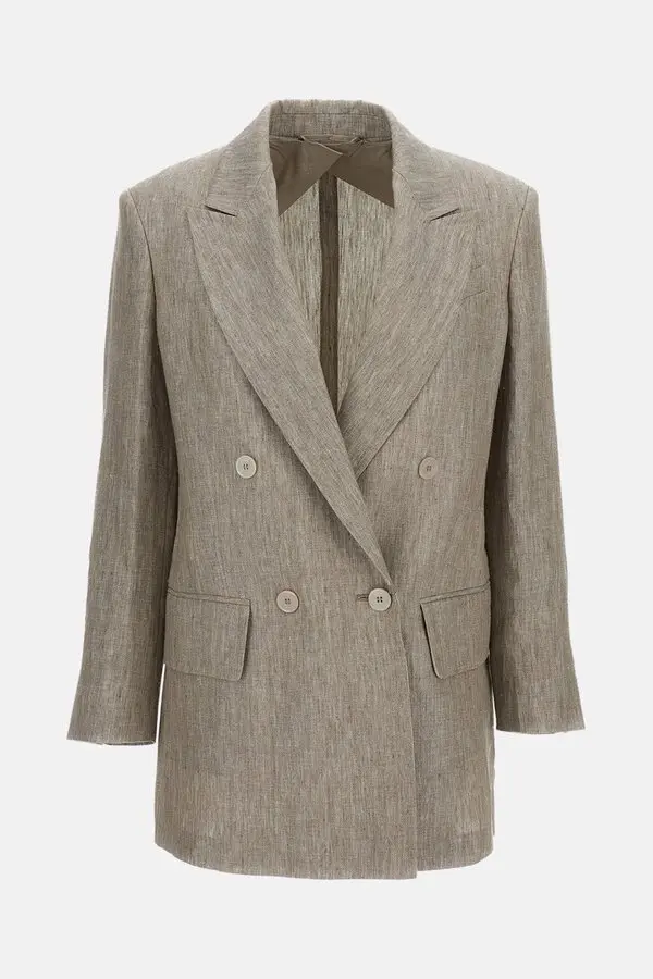 Max Mara Olimpia Double-breasted Linen Blazer - Multicolor