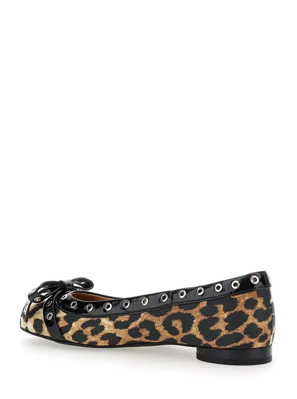 GANNI Ballet Flats With Eyelets And Leopard Print - Multicolor