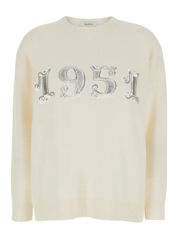 Max Mara Wool And Cashmere Sweater With 1951 Embroidery - Multicolor