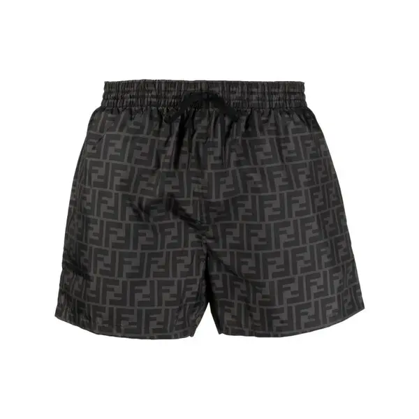 Fendi Ff-logo Print Swim Shorts - Black