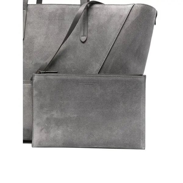 Brunello Cucinelli Paneled Suede Tote Bag - Gray