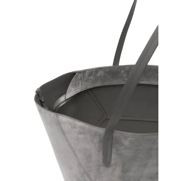 Brunello Cucinelli Paneled Suede Tote Bag - Gray