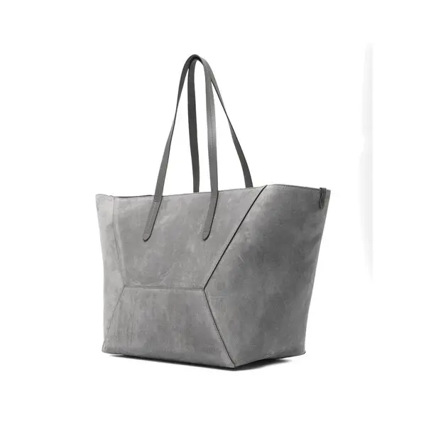 Brunello Cucinelli Paneled Suede Tote Bag - Gray