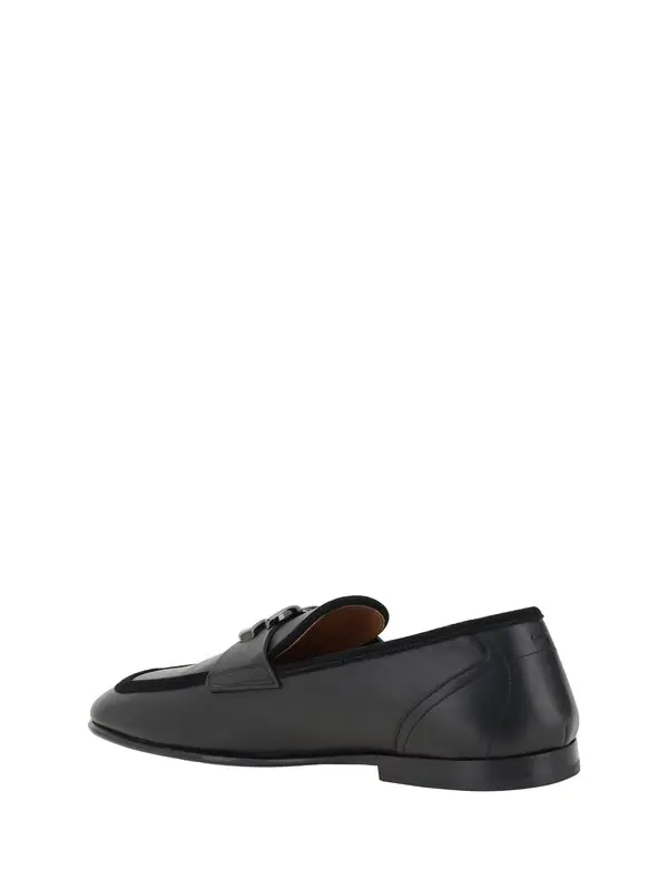Dolce & Gabbana Leather Loafers With Dg Plaque - Black