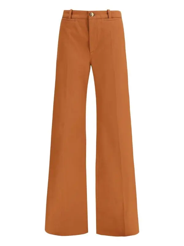 Chloé High-waisted Cotton Canvas Flared Trousers - Orange
