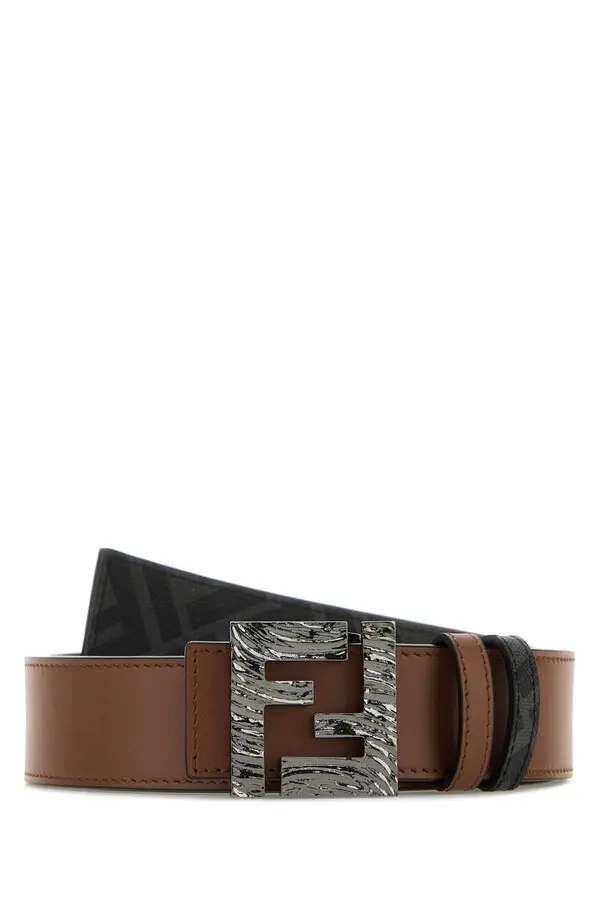 Fendi Leather Reversible Belt - Brown