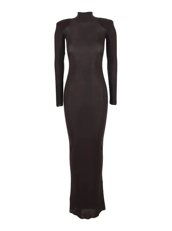 SELF-PORTRAIT Long Sleeve Turtleneck Viscose Dress - Multicolor