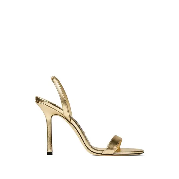 JIMMY CHOO Tone Leather Strappy Heeled Sandals - Gold