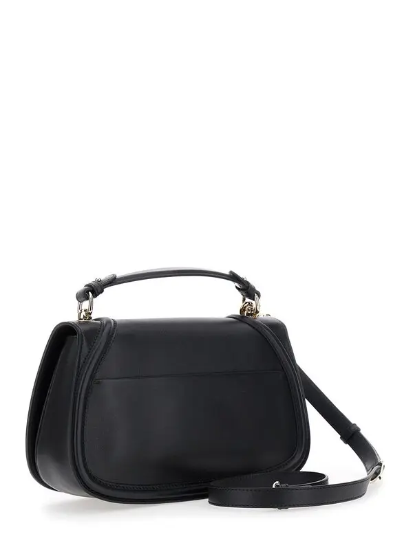 Gucci Leather Blondie Handbag With Gg Logo Plaque - Black