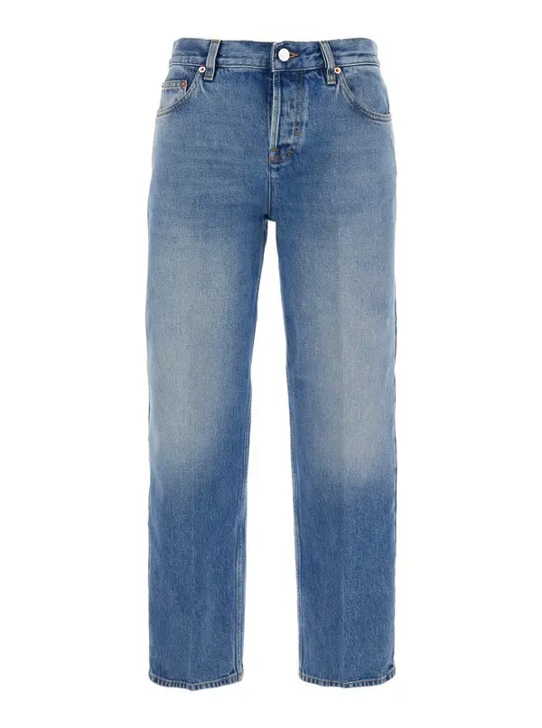 Gucci Denim Jeans With Rear Logo Patch And Faded Effect - Multicolor