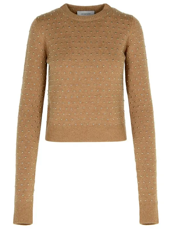 Sportmax Sierra Wool Blend Sweater With Metallic Detail - Brown