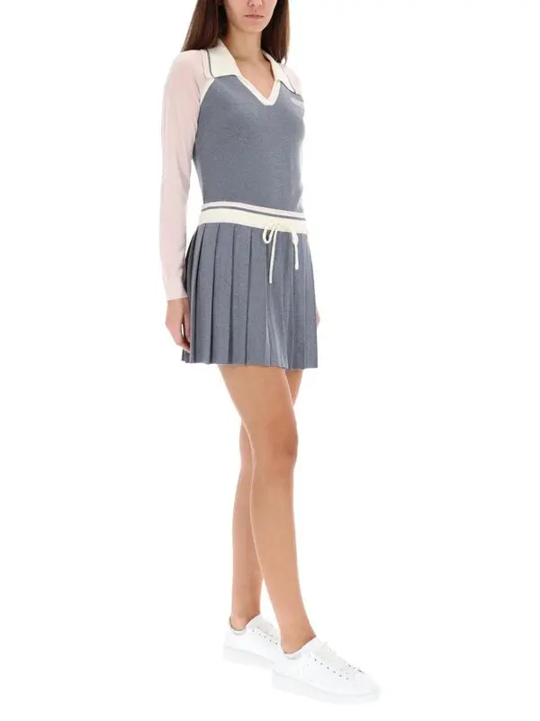 Casablanca Merino Wool Tennis Skirt - Silver