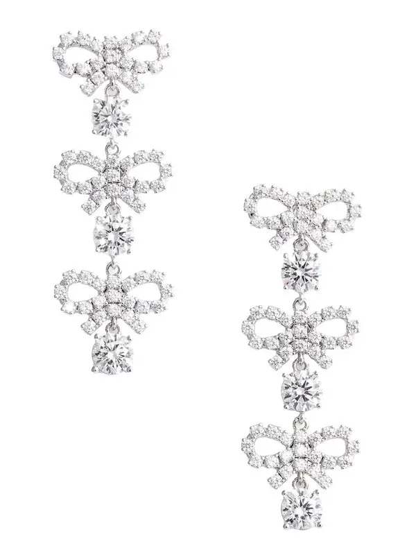 SELF-PORTRAIT Crystal Embellished Bow Drop Earrings - Multicolor