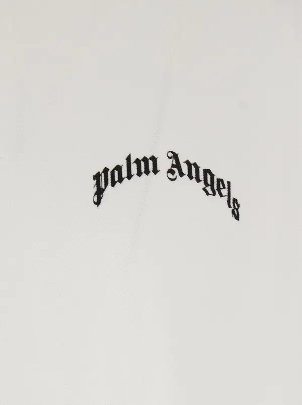 Palm Angels White Polo Shirt With Logo Lettering On Front And Rear In Cotton Piquet - Multicolor