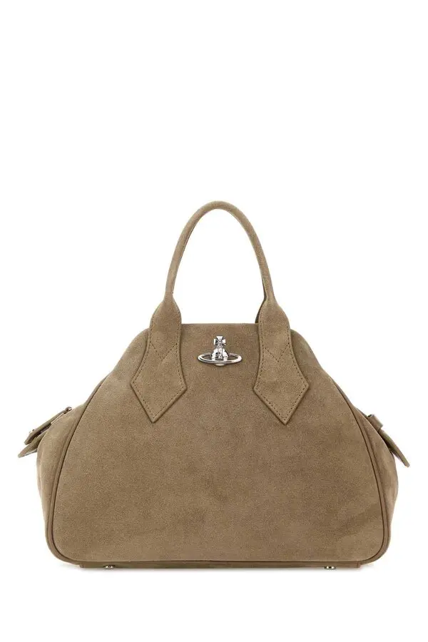 VIVIENNE WESTWOOD Dove Grey Suede Medium Yasmine Handbag