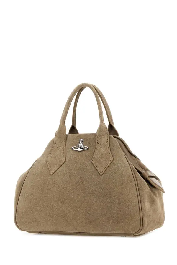 VIVIENNE WESTWOOD Dove Grey Suede Medium Yasmine Handbag