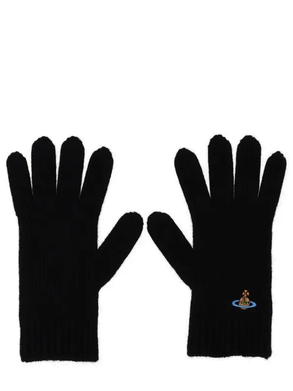 VIVIENNE WESTWOOD Gloves With Orb Embroidery - Black