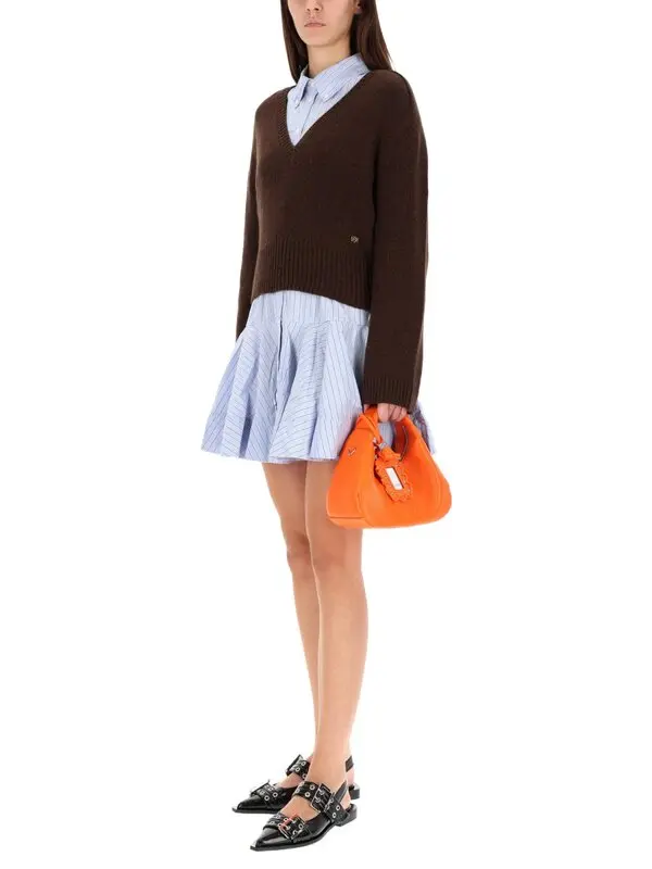GANNI V-neck Sweater - Brown