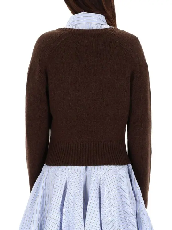 GANNI V-neck Sweater - Brown