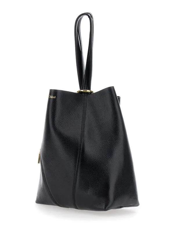 Chloé Spin" Shoulder Bag With Logo Medallion Detail In Grained Leather - Multicolor