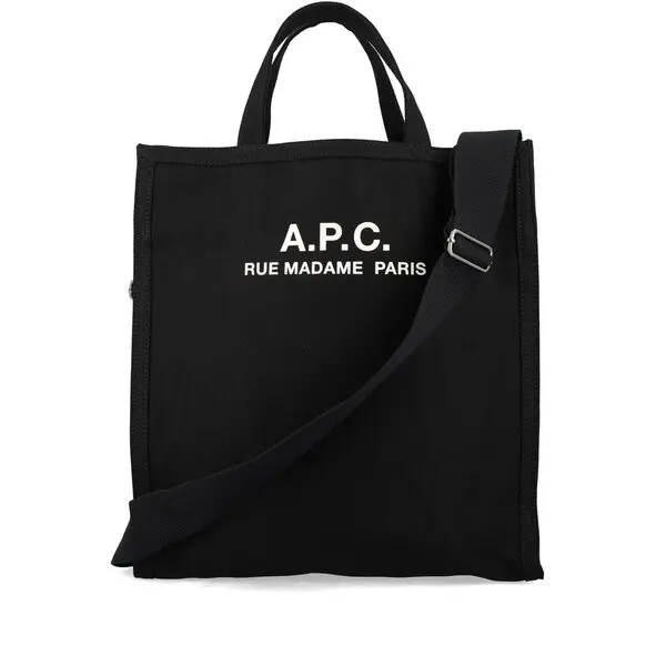 A.p.c. Canvas Logo Print Tote Bag - Black