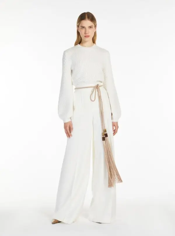 Max Mara Ninfa Virgin Wool Wide Leg Pants - Multicolor