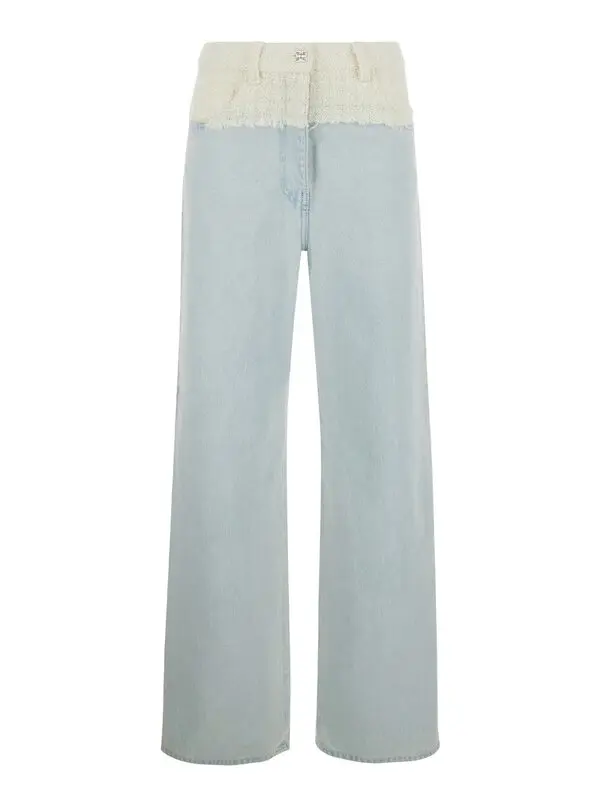 Givenchy High Waist Wide Leg Jeans With Tweed Detail - Multicolor