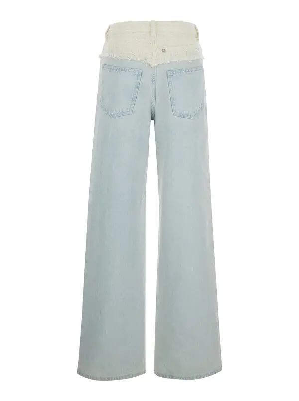 Givenchy High Waist Wide Leg Jeans With Tweed Detail - Multicolor