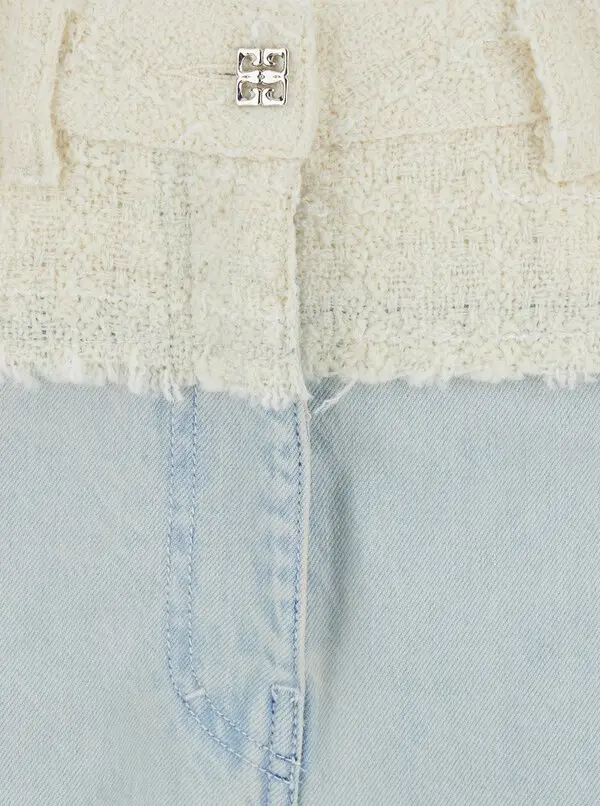 Givenchy High Waist Wide Leg Jeans With Tweed Detail - Multicolor