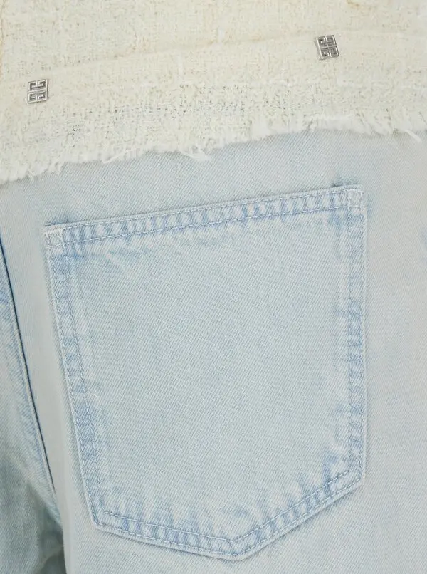 Givenchy High Waist Wide Leg Jeans With Tweed Detail - Multicolor