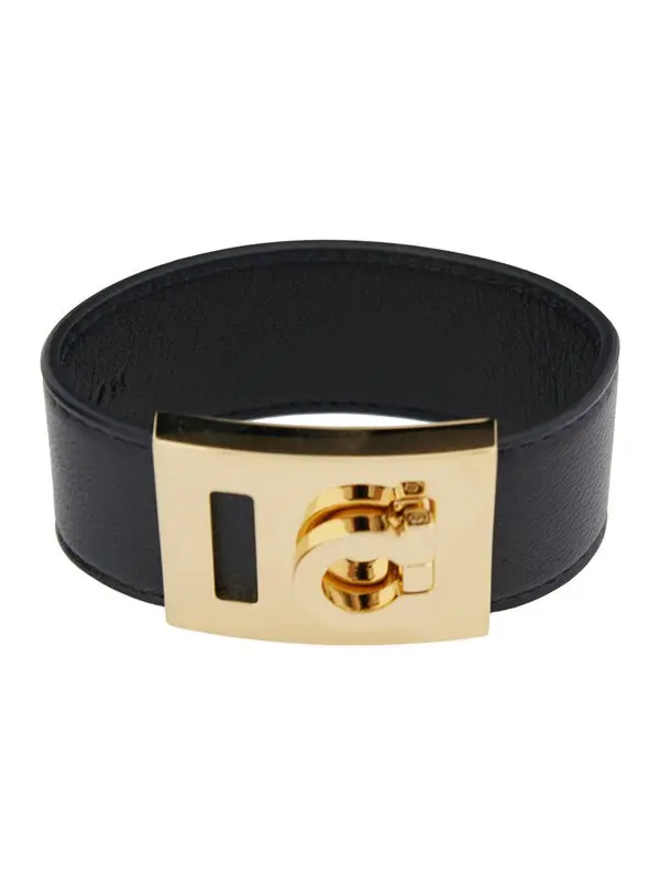 FERRAGAMO Hug' Bracelet With Gancini Detail In Leather - Black