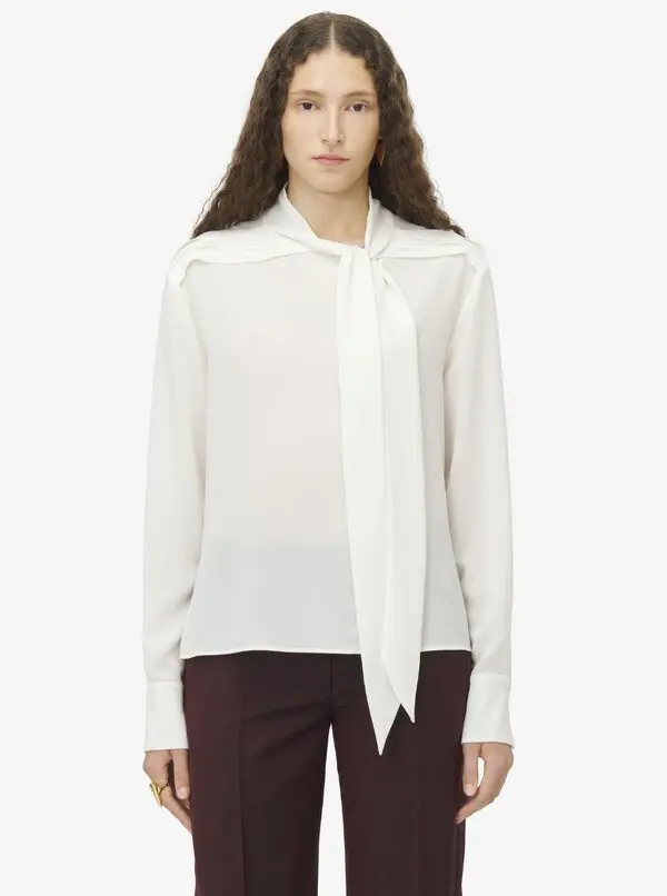 Alexander McQueen Silk Blouse With Scarf Detail - Multicolor