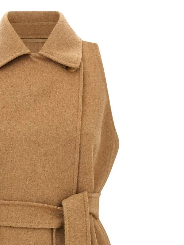 Max Mara Berlina Sleeveless Camel Coat - Cream