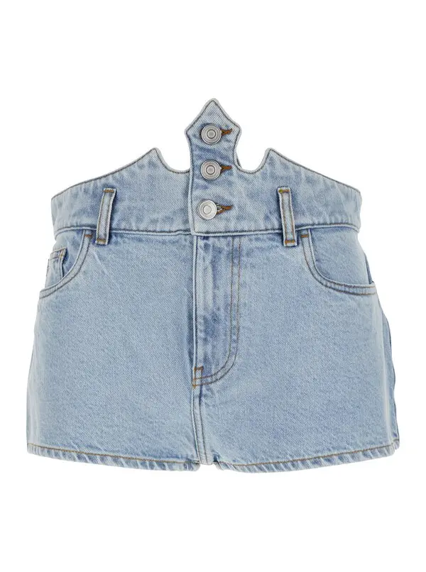 Coperni Denim Shorts With Crown Detail - Multicolor