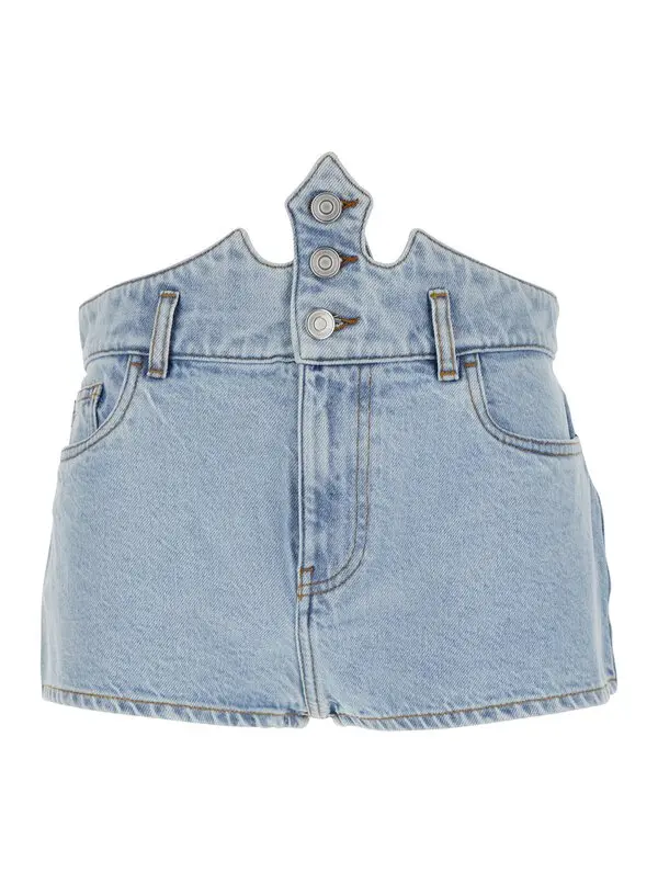 Coperni Denim Shorts With Crown Detail - Multicolor