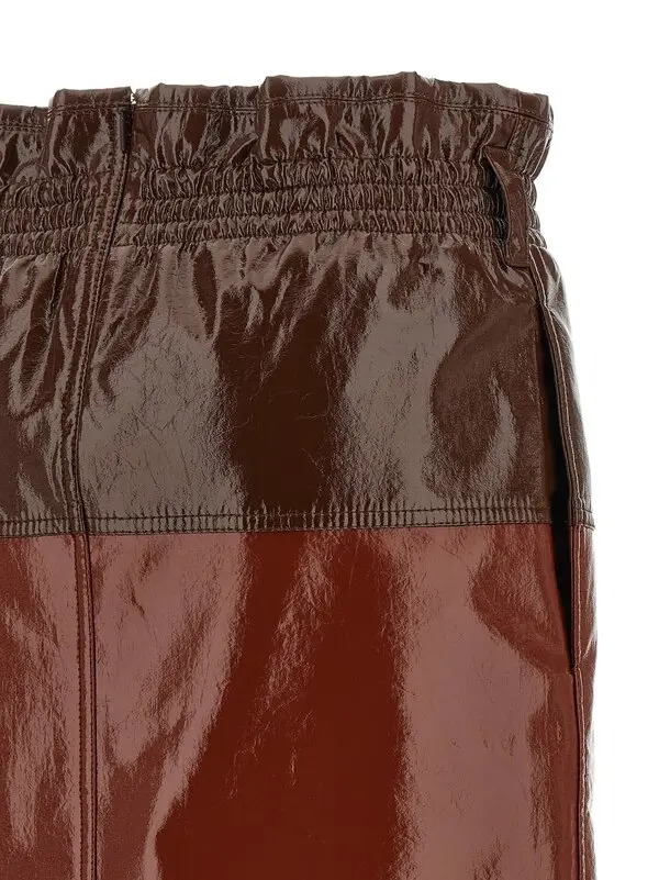 Saint Laurent Color-block Cotton Midi Skirt With Patent Effect