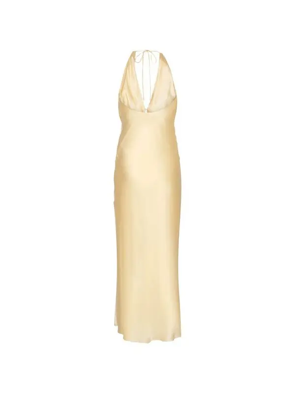 ROTATE BY BIRGER CHRISTENSEN Long Crepe De Chine Chiffon Dress - Gold