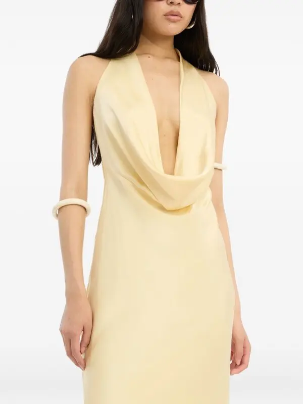 ROTATE BY BIRGER CHRISTENSEN Long Crepe De Chine Chiffon Dress - Gold