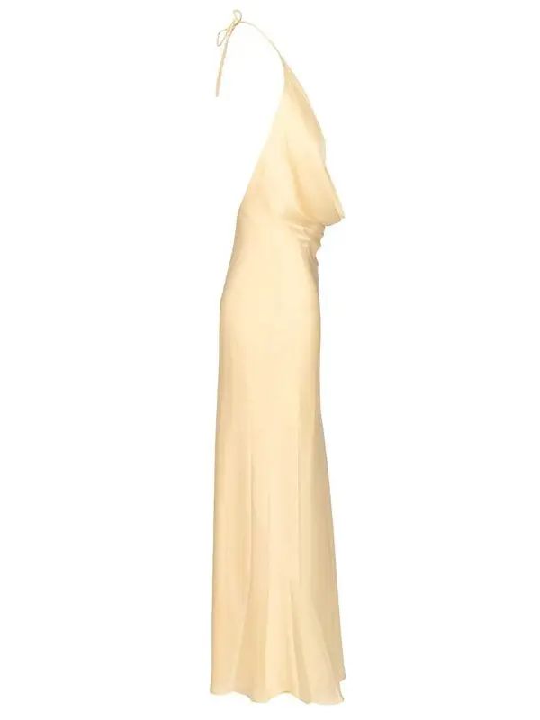 ROTATE BY BIRGER CHRISTENSEN Long Crepe De Chine Chiffon Dress - Gold