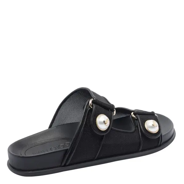 JIMMY CHOO Fayence Fabric Sandals With Pearl Embellishments