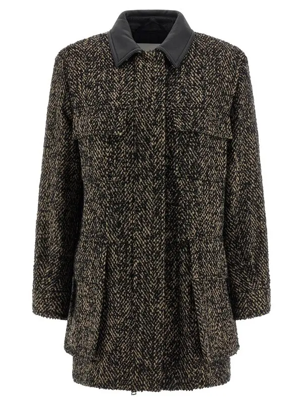 Max Mara Angio Wool Tweed Jacket With Leather Collar