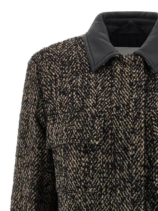 Max Mara Angio Wool Tweed Jacket With Leather Collar