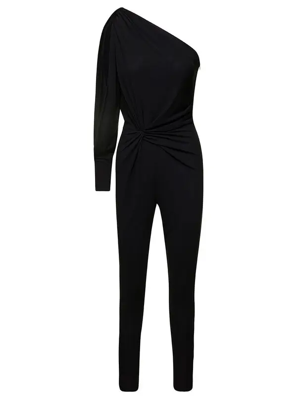 Saint Laurent Jersey One-shoulder Jumpsuit With Side Gathering - Multicolor