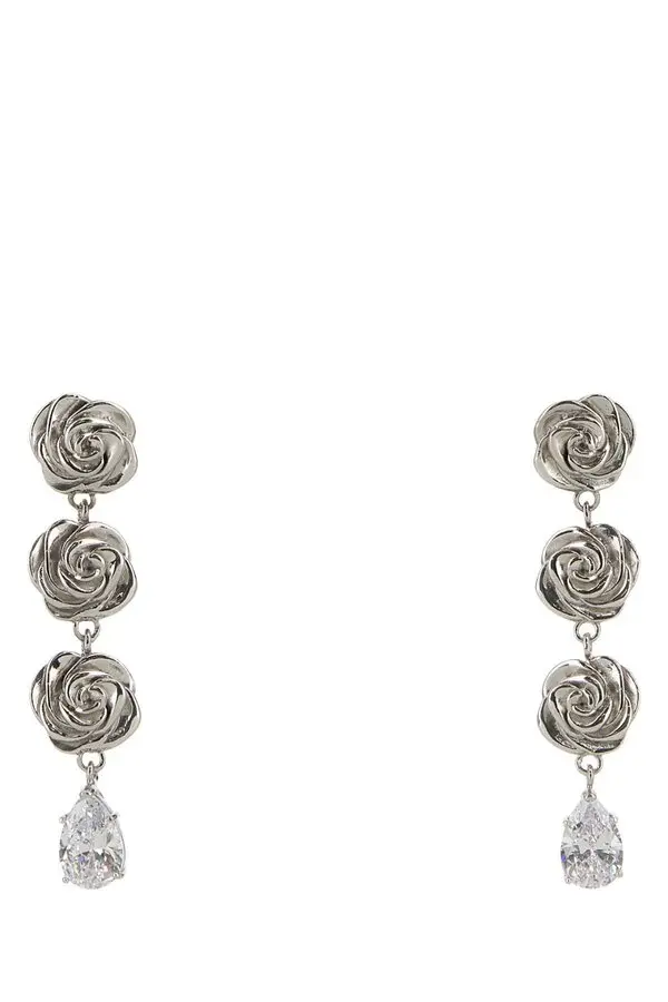 Magda Butrym Metal Drop Earrings With Crystal - Silver