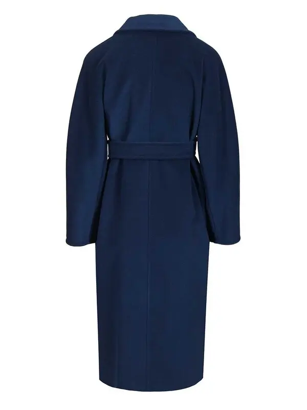 Max Mara Madame Wool Cashmere Double-breasted Belted Coat - Blue