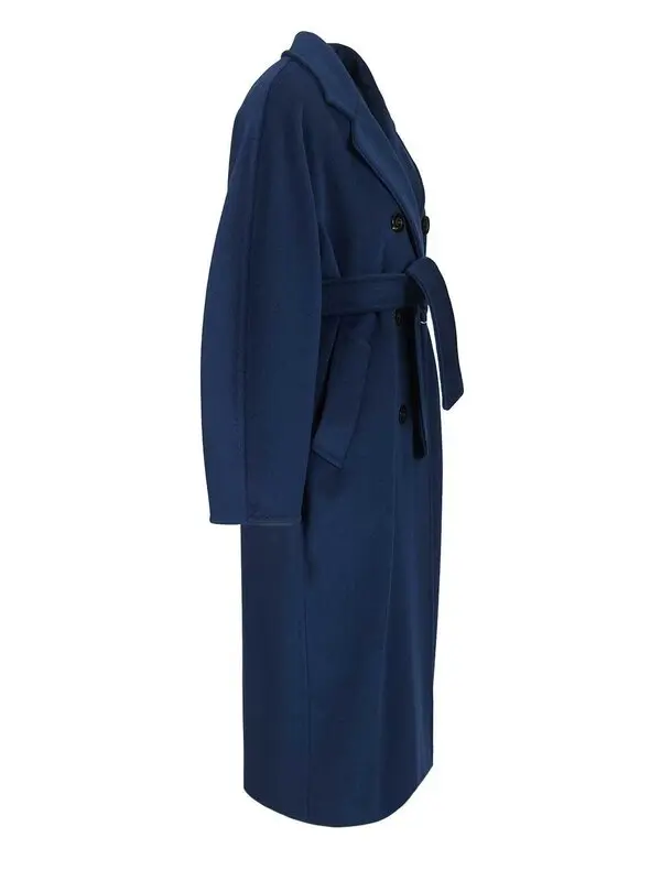 Max Mara Madame Wool Cashmere Double-breasted Belted Coat - Blue